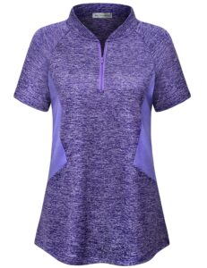 miss fortune womens exercise tops golf shirts yoga shirts wicking clothes,zip up & collarless activewear