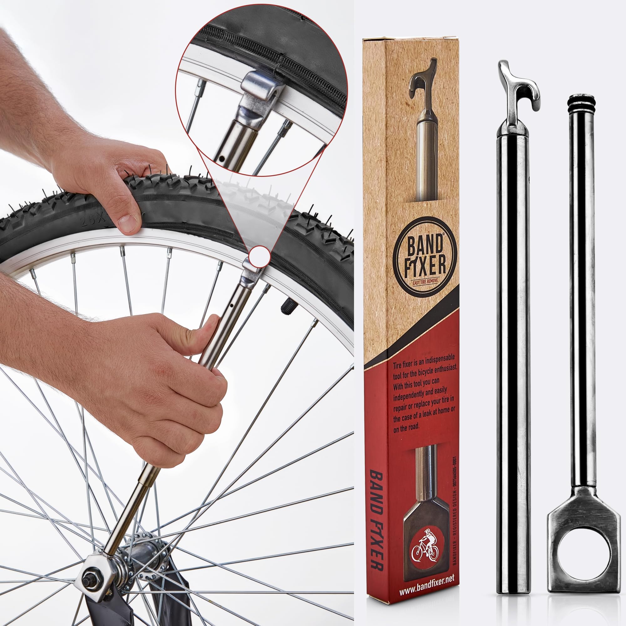 BANDFİXER Bike Tire Lever Bicycle Tire Repair Kit Removal and Fitting Back Tool for All Kind of Bike Tires Long Lasting Stainless Steel Body Adjustable for All Rim Dimensions