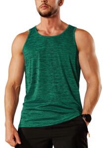 tacvasen dry fit tank top men loose fit sleeveless muscle t-shirts moisture wicking gym workout tank top bodybuilding shirts emerald green l