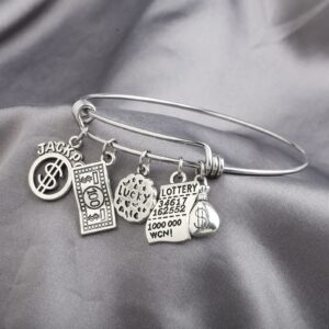 ENSIANTH Gambler Gift Ticket Bracelet Good Luck Jewelry Casino Gift Casino Lover Gift Lottery Bracelet (Lottery Bra)