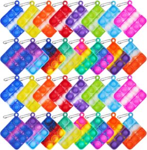 70pcs random color mini pop keychain fidget toy push bubble pop silicone squeeze sensory toys make fun for kids anxiety stress reliever for adults