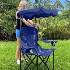 let's camp camp chair with shade canopy folding camping recliner chair with carry bag for outdoor camping hiking beach, heavy duty 350 lbs