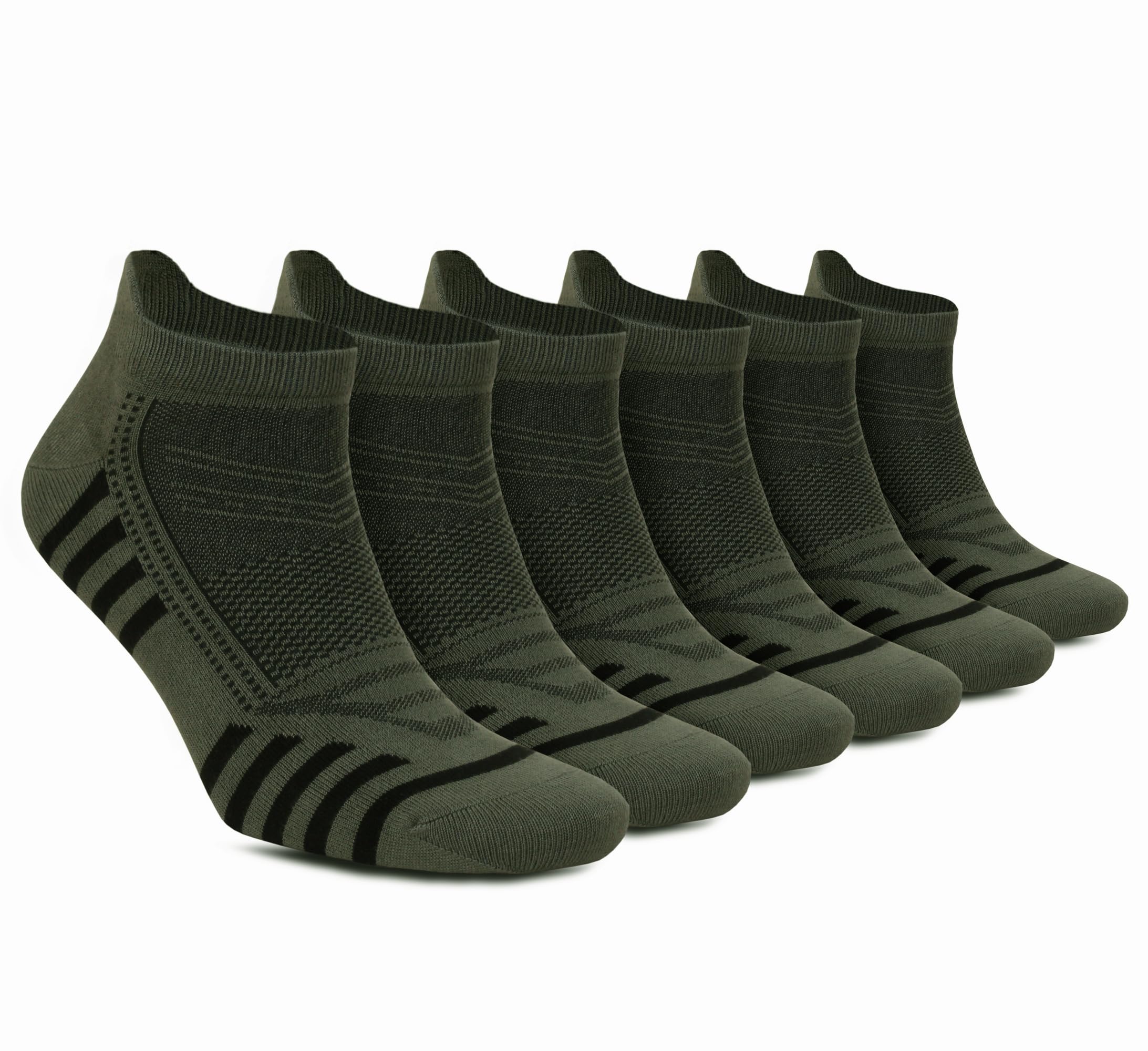 Ankle Socks with back Heel Tab for Men Low Cut Cool Comfort Fit Athletic Performance 6 pair pack (Army Green)