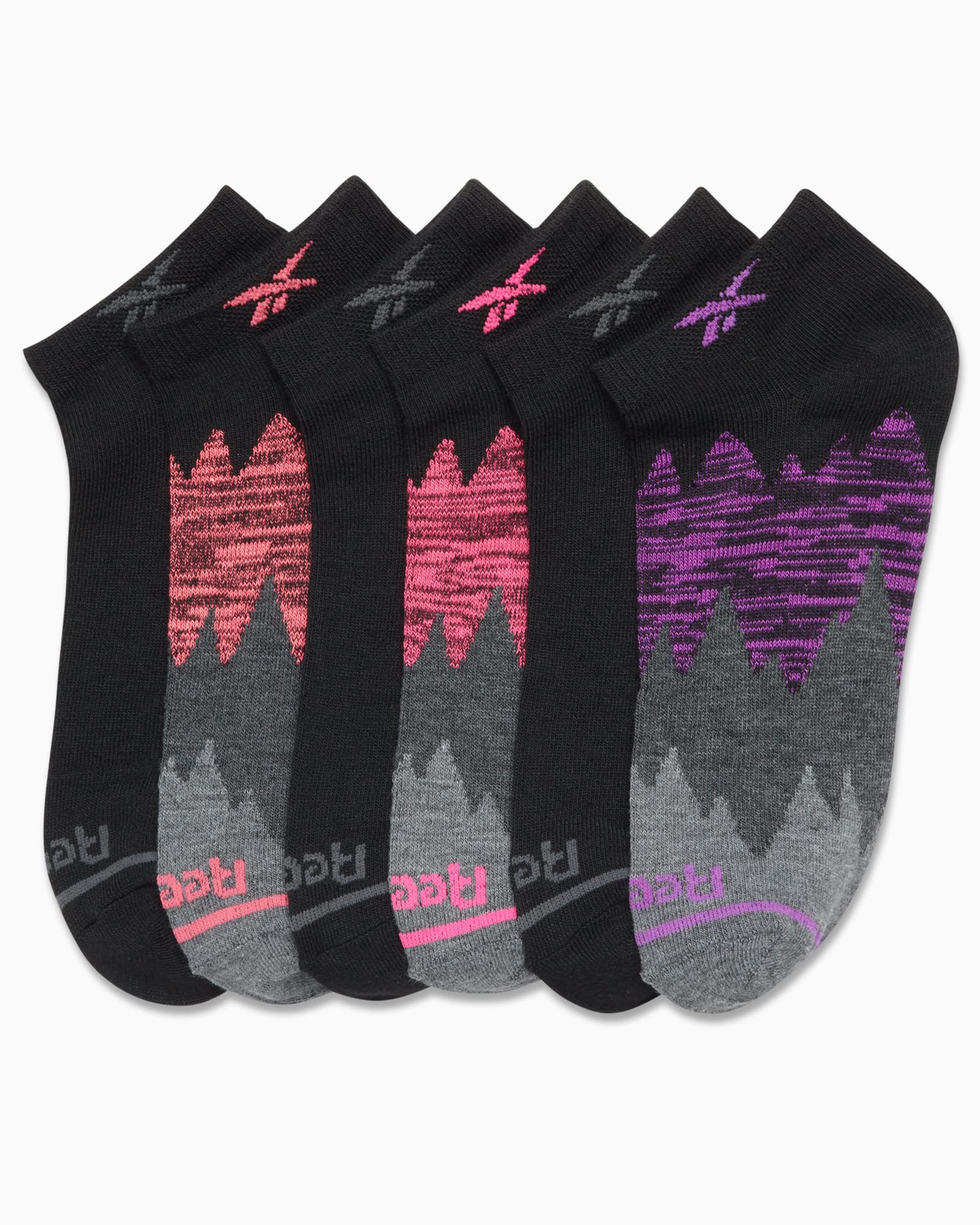 Reebok Women's Athletic Socks - Performance Low Cut Socks (6 Pack), Size 4-10, Black Marl