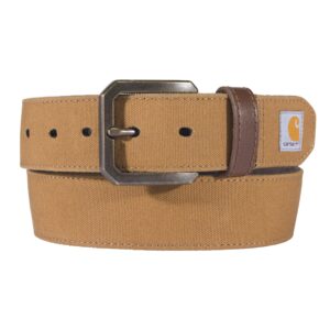 carhartt men's casual rugged duck canvas belts, brown, 34