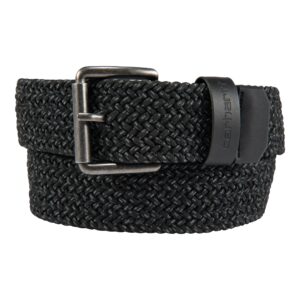 carhartt men's belt, rugged flex nylon cord braided (black), x-large