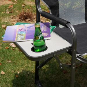 LET'S CAMP Oversized Folding Director Chair Outdoor Camping Chair with Side Table and Pocket for Picnic, Hiking, Fishing, Heavy Duty Supports 300 LBS