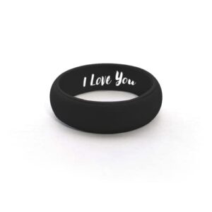 custom engraved womens silicone wedding band active athletic ring - personalize any text, symbol, image - ships next day (black, 5.25-6)