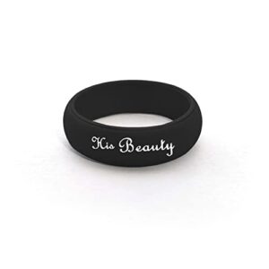 CUSTOM ENGRAVED Womens Silicone Wedding Band Active Athletic Ring - Personalize Any Text, Symbol, Image - SHIPS NEXT DAY (Black, 5.25-6)