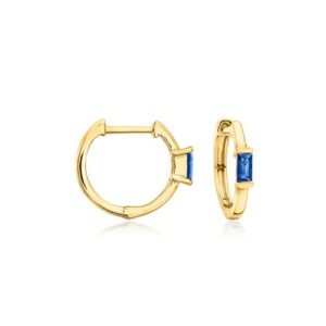 rs pure by ross-simons 0.10 ct. t.w. sapphire huggie hoop earrings in 14kt yellow gold