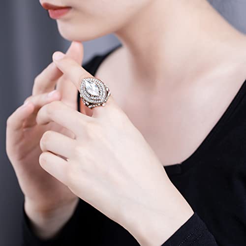 CKHAO Women Ring - 32mm Turkish Style White Gemstone Vintage Ring Women Jewelry J0769WHITE(8)