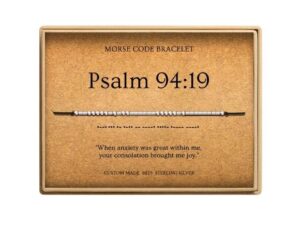 sterling silver christian bracelets for women | psalm 94:19 bible verse morse code | s925 bracelets inspirational gifts for women