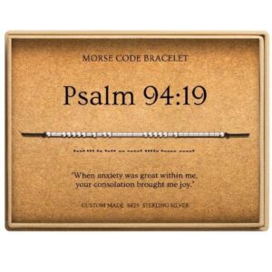 Sterling Silver Christian Bracelets for Women | Psalm 94:19 Bible Verse Morse Code | S925 Bracelets Inspirational Gifts for Women