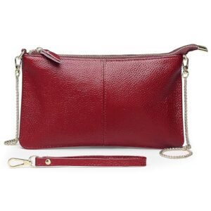 Uromee Wristlet Wallet Clutch Purses for Women Genuine Leather Crossbody Bag Handbag with Detachable Shoulder Chain