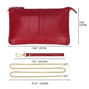 Uromee Wristlet Wallet Clutch Purses for Women Genuine Leather Crossbody Bag Handbag with Detachable Shoulder Chain