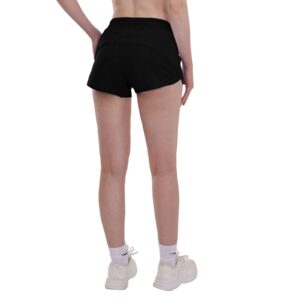 Aurefin Running Shorts for Women，Lightweight Athletic Shorts with Mesh Liner and Zip Pocket Quick Dry Workout Sports Shorts Black/Small