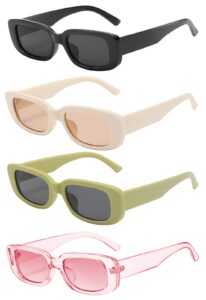 bojod trendy rectangle sunglasses for women men green chunky frame 90s y2k rectangular colored bulk sunglasses