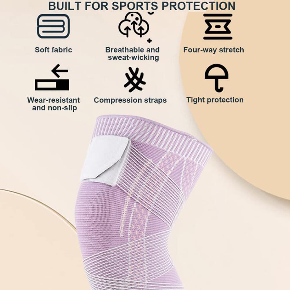 LTLCLZ 1PCS Sports Kneepad Men Women Pressurized Elastic Knee Pads Support Fitness Gear Basketball Volleyball Brace Protector Bandage,Black,L