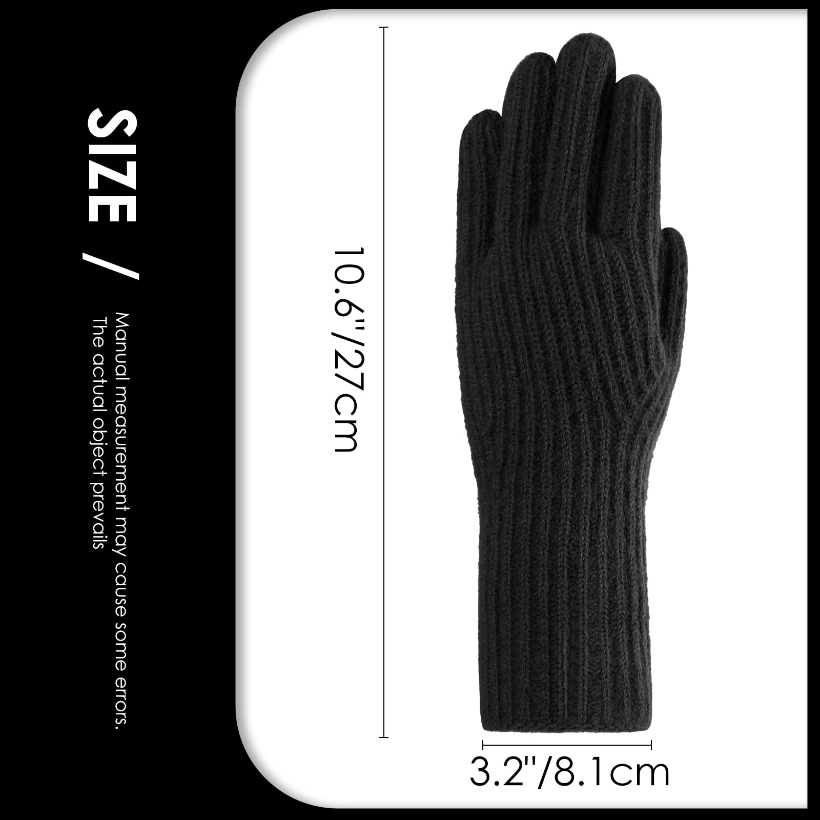 Achiou Winter Knit Gloves for Men Women, Touch Screen Texting Gloves, Warm Knitted Glove for Outdoor Soft Elastic Lining