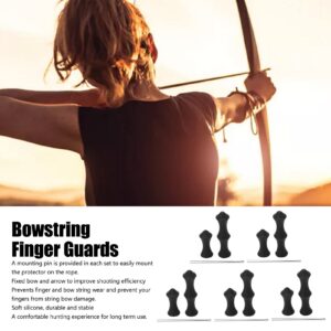 VGEBY Bowstring, 5 Sets Soft Silicone Archery Fingers Protectors Shooting with Mounting Pin for Outdoor Shooting(Black) Shooting and Archery Supplies