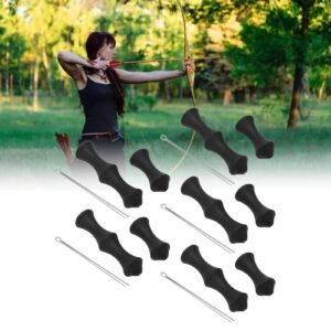 VGEBY Bowstring, 5 Sets Soft Silicone Archery Fingers Protectors Shooting with Mounting Pin for Outdoor Shooting(Black) Shooting and Archery Supplies