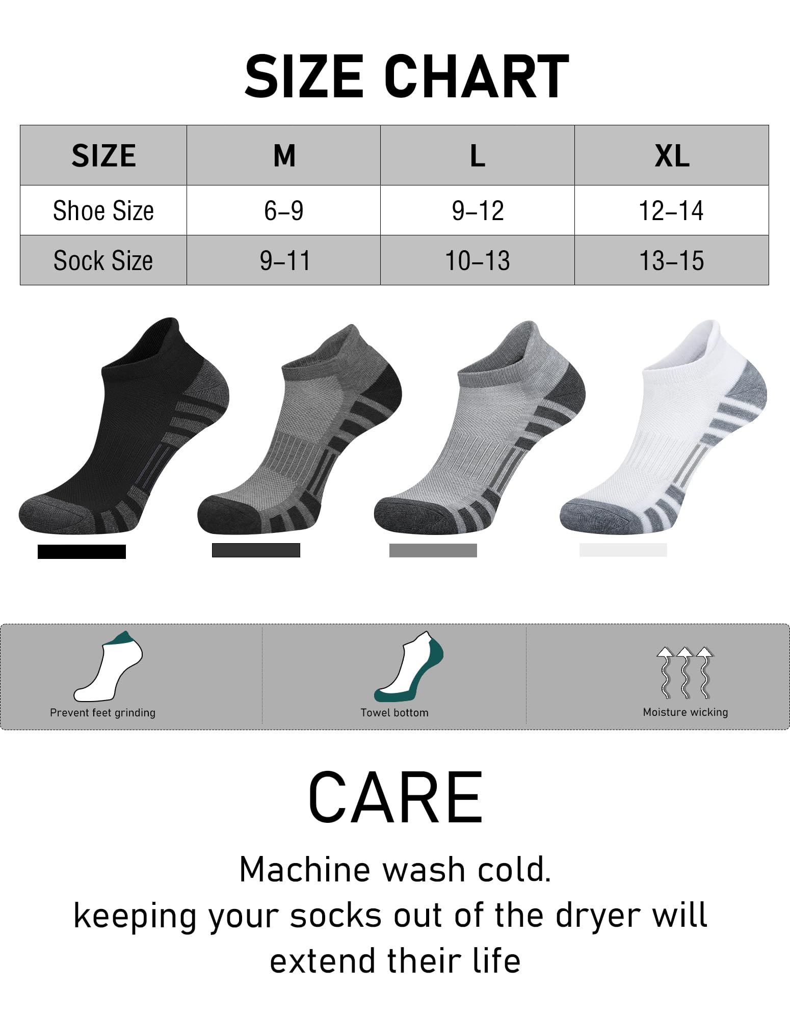 Airacker Ankle Athletic Running Socks Cushioned Breathable Low Cut Sports Tab Socks for Men and Women (6 Pairs)