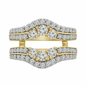 brilliant round cut simulated diamond 2 ct 14k yellow gold finish 925 sterling silver enhancer wrap guard engagement ring