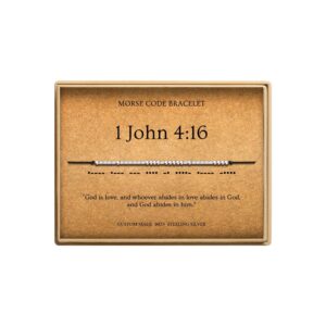 sterling silver christian bracelets for women | 1 john 4:16 bible verse morse code | s925 bracelets inspirational gifts for women