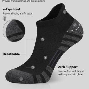 Airacker Ankle Athletic Running Socks Cushioned Breathable Low Cut Sports Tab Socks for Men and Women (6 Pairs)