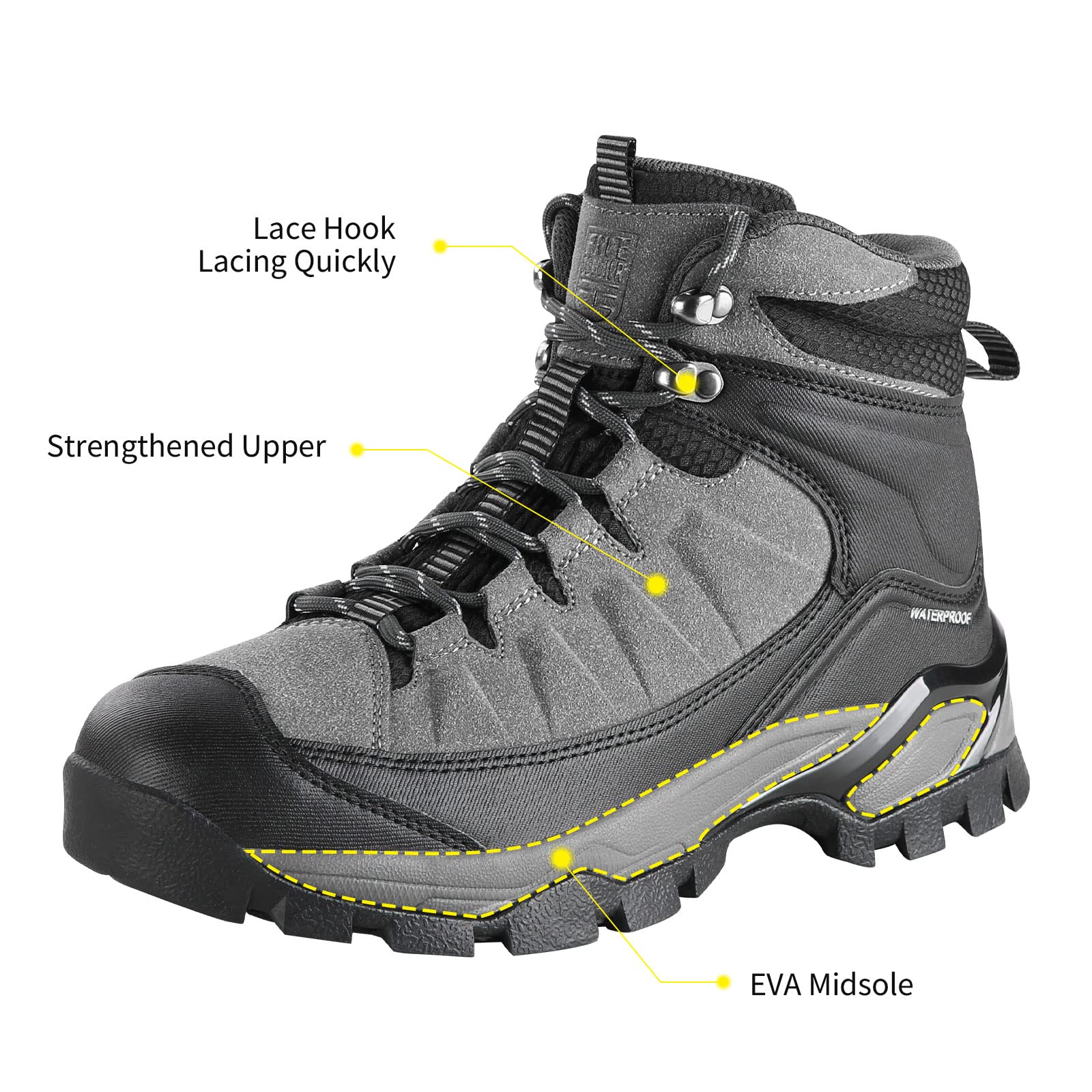 FREE SOLDIER Men's Hiking Boots Outdoor Lightweight Breathable Ankle Boots Waterproof for Trekking Hiking