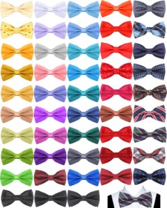 48 pcs bow ties bulk elegant pre tied bow ties formal tuxedo bowties set with adjustable neck band for men boys (vivid colors, elegant style)