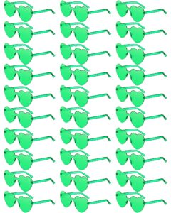 colzzy pcs heart shaped rimless sunglasses transparent colorful frameless glasses eyewear bachelorette party (fluorescent green)