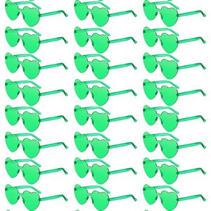 Colzzy Pcs Heart Shaped Rimless Sunglasses Transparent Colorful Frameless Glasses Eyewear Bachelorette Party (Fluorescent Green)