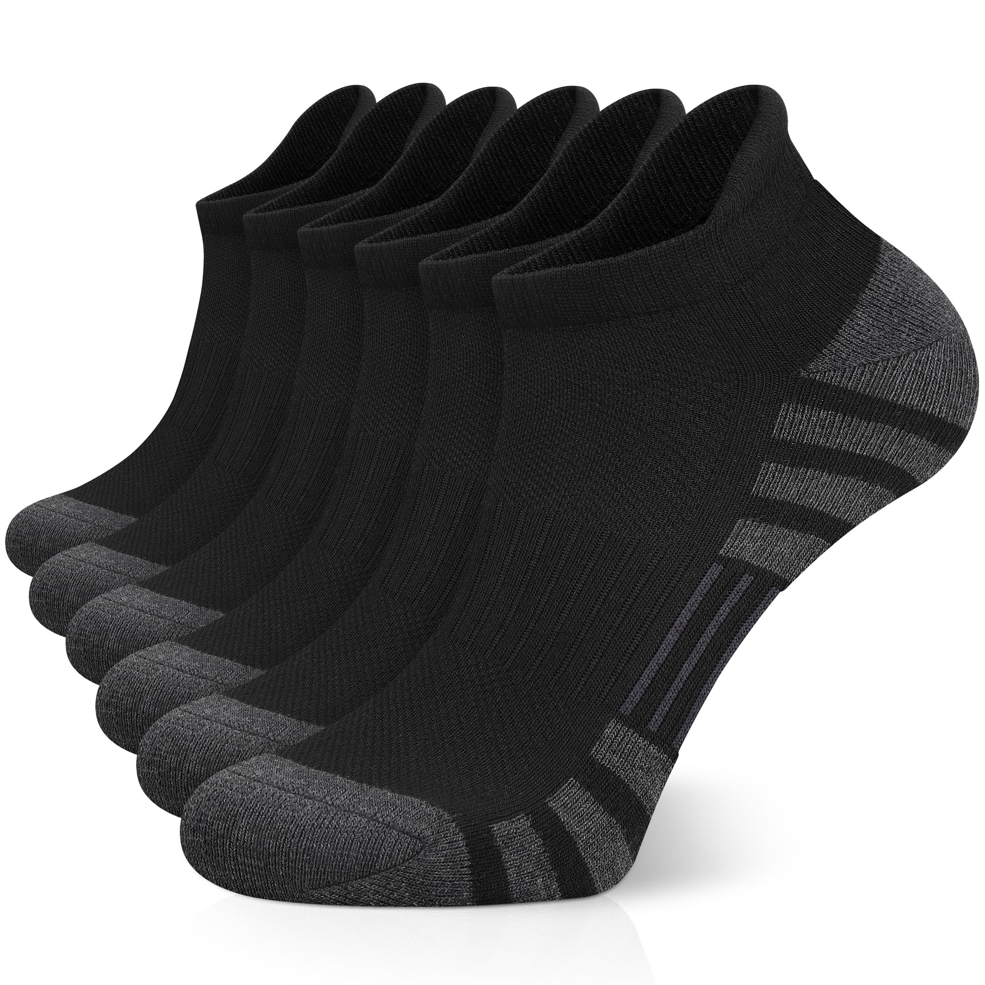 Airacker Ankle Athletic Running Socks Cushioned Breathable Low Cut Sports Tab Socks for Men and Women (6 Pairs)