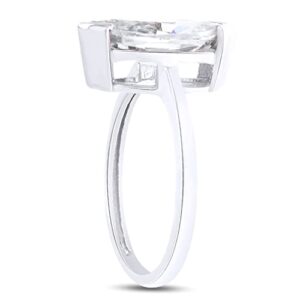 Jewel Zone US 4 1/2 Carat Marquise Cut White Cubic Zirconia Solitaire Engagement Ring in 14k White Gold Plated 925 Sterling Silver (4.50 Cttw) Ring Size - 8.5