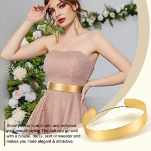 XZQTIVE Metal Waist Belt Women Shiny Polished Mirror Gold Chain Belts Metallic Waistband Adjustable Body Link Dress Belts (Gold, 1.57'' Width)