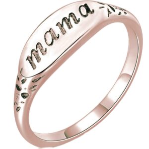 jude jewelers stainless steel mama mom mother's day birthday christmas wedding holiday ring (rose gold, 6)