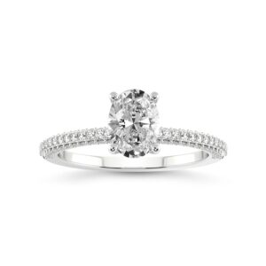 friendly diamonds 2 carat igi certified oval shape lab grown diamond ring | 14k or 18k white, yellow or rose gold | grace micro pave eternity diamond ring | fg-vs1-vs2 quality