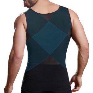 ISUP Mens Compression Shirt Slimming Undershirt Shapewear Body Shaper Chest Compression Tummy Control Tank Top Black