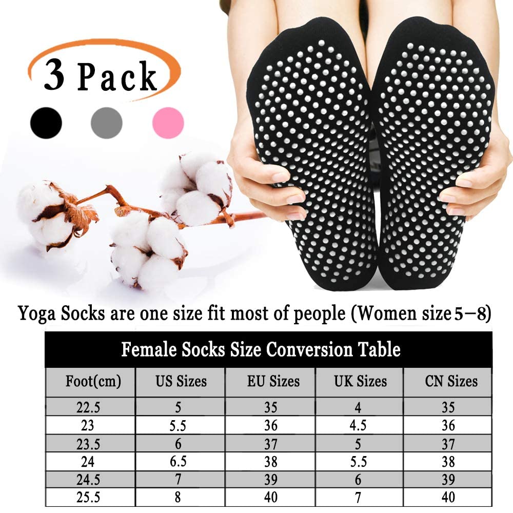 DWG Anti Slip Non Skid Slipper Yoga Socks with Grips Sticky Home Hospital Athletic Socks for Adult Women