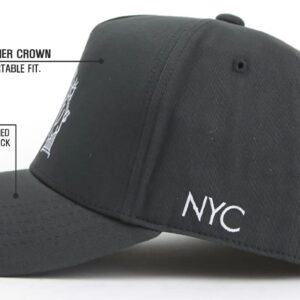 Flipper NY NYC New York City Statue of Liberty Logo Structured Cotton Ballcap Baseball Cap Adjustable Snapback Hat (Small ~ Medium, Charcoal)