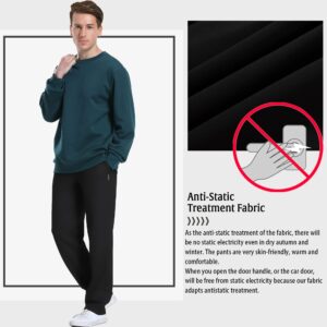 ALAVIKING Mens Sweatpants Antistatic Fabric Athletic Pants with Pockets Lounge Open Bottom Pants Fleece Sweatpants for Men Size S-3XL (Black-m)