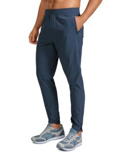 crz yoga athletic joggers for men - 29" lightweight running training pants with zip pockets and ankle zippers electric blue x-large