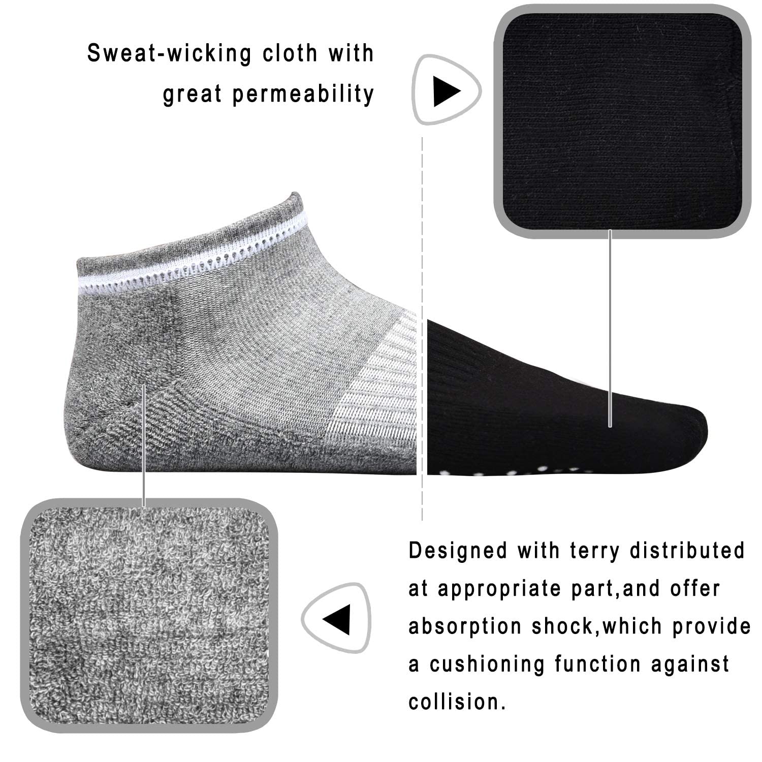 DWG Anti Slip Non Skid Slipper Yoga Socks with Grips Sticky Home Hospital Athletic Socks for Adult Women