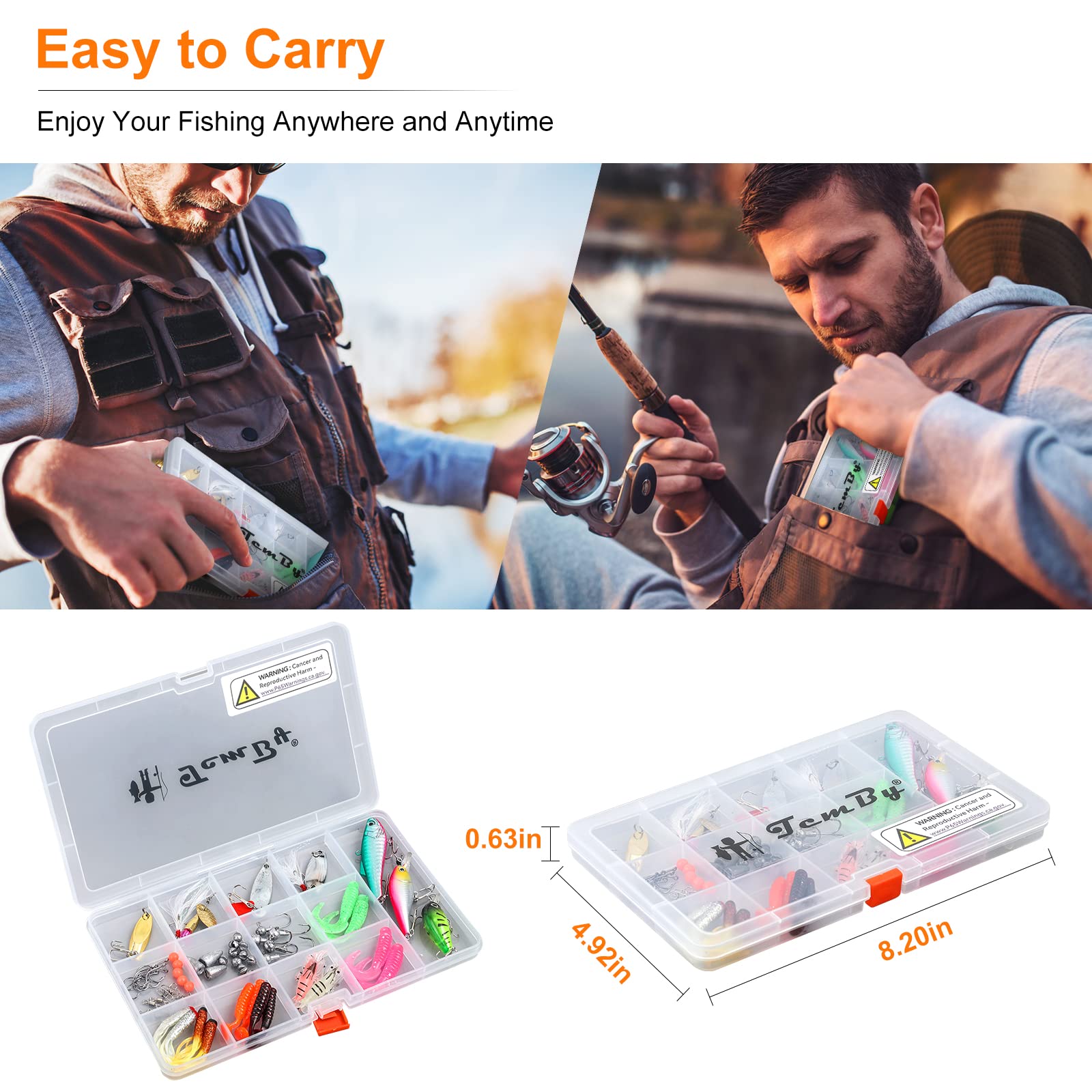 TCMBY Fishing Lures Bait Tackle Kit Set for Freshwater Trout Bass Fishing, Including Fishing Accessories, Fishing Tackle Box, Crankbait, Spoon, Hooks, Fishing Gear and Equipment for Starter Beginner.