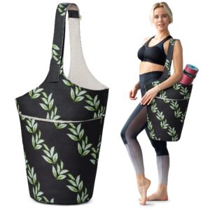 sweatcessful yoga mat bag - fits most size mats - holds more yoga accessories - extra-large, multi-functional tote with pockets - wide, adjustable shoulder strap