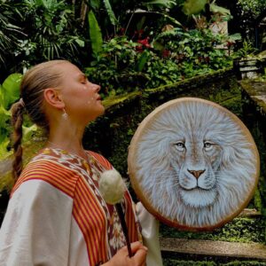 Shaman Drum Lion Ethereal Drum Design Handmade Shamanic Drum Siberian Spirit Music Drums Home Ornament with Drum Stick Hand Drum Set Shamanic Drum Siberian Shamanic Drum