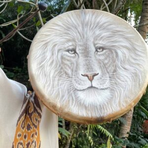 Shaman Drum Lion Ethereal Drum Design Handmade Shamanic Drum Siberian Spirit Music Drums Home Ornament with Drum Stick Hand Drum Set Shamanic Drum Siberian Shamanic Drum