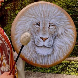 Shaman Drum Lion Ethereal Drum Design Handmade Shamanic Drum Siberian Spirit Music Drums Home Ornament with Drum Stick Hand Drum Set Shamanic Drum Siberian Shamanic Drum