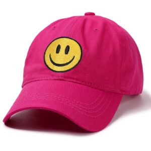 sonmony smiley face trucker hat adjustable dad hat for men women baseball caps cute unstructured smile embroidered hat